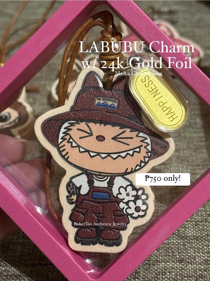 Labubu Charm with 24k Gold Foil, Hobbies & Toys, Toys & Games on Carousell