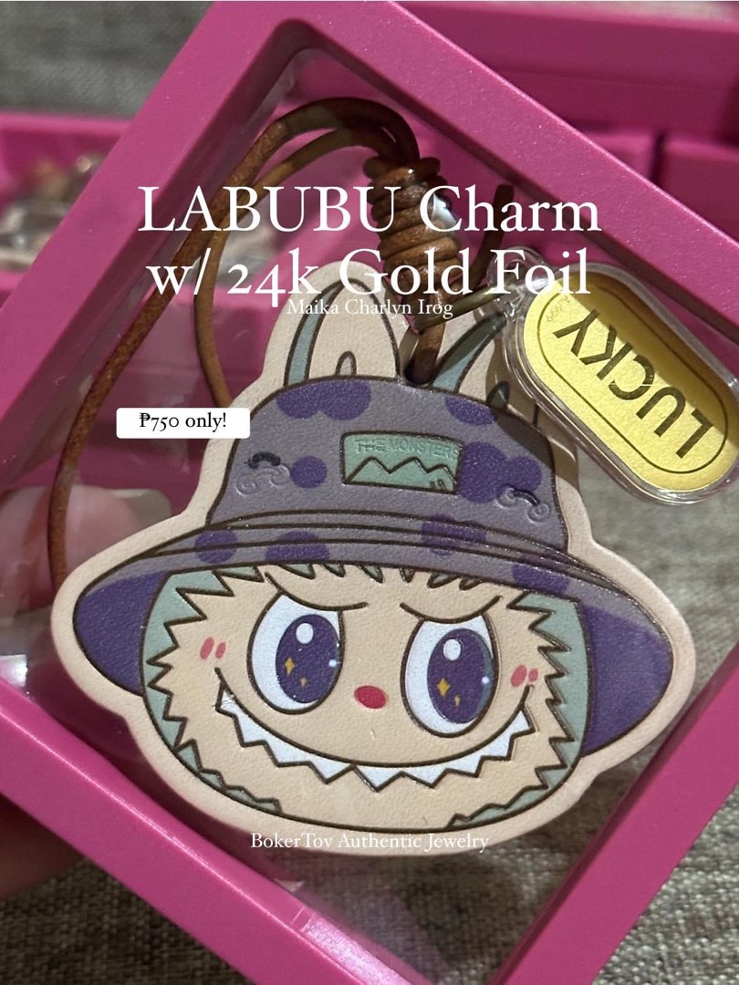 Labubu Charm with 24k Gold Foil, Hobbies & Toys, Toys & Games on Carousell