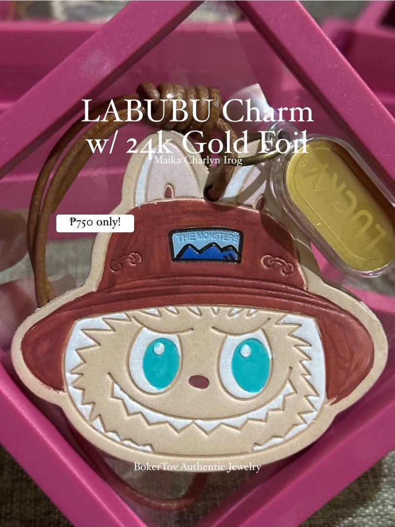 Labubu Charm with 24k Gold Foil, Hobbies & Toys, Toys & Games on Carousell