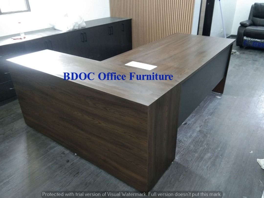 L-Shape Type Executive Table, Furniture & Home Living, Office Furniture ...