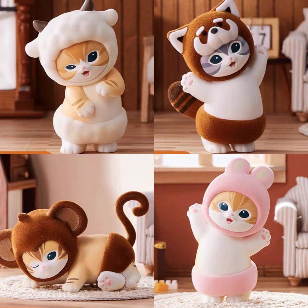 Miniso Fluffy Party Cat Figurine (Mofusand alike) / FULL SET ...