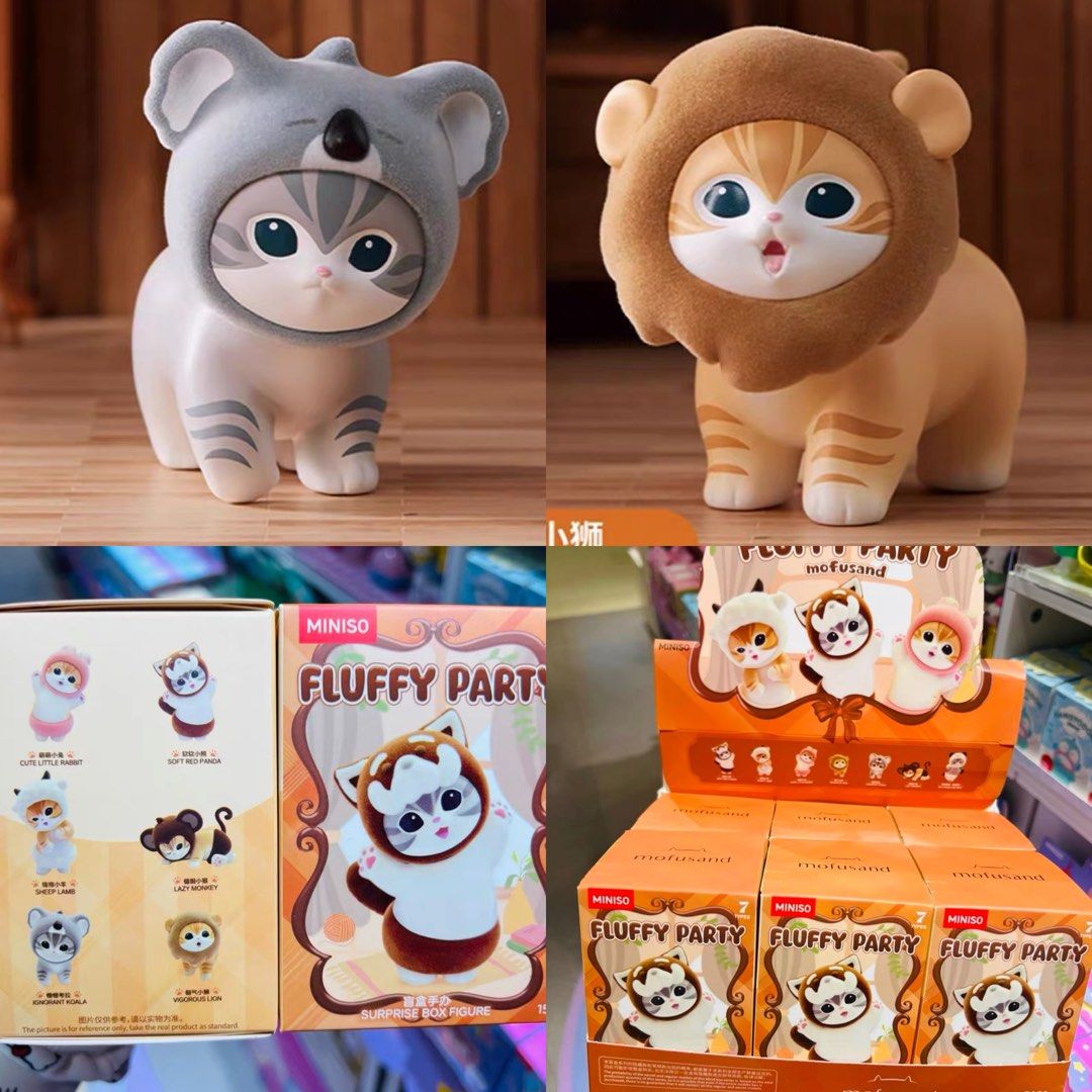 Miniso Fluffy Party Cat Figurine (Mofusand alike) / FULL SET ...