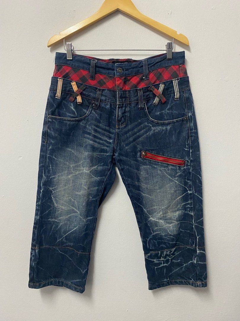 Nylaus 3rd Quater Double Waist Jeans, Men's Fashion, Bottoms, Jeans on Carousell