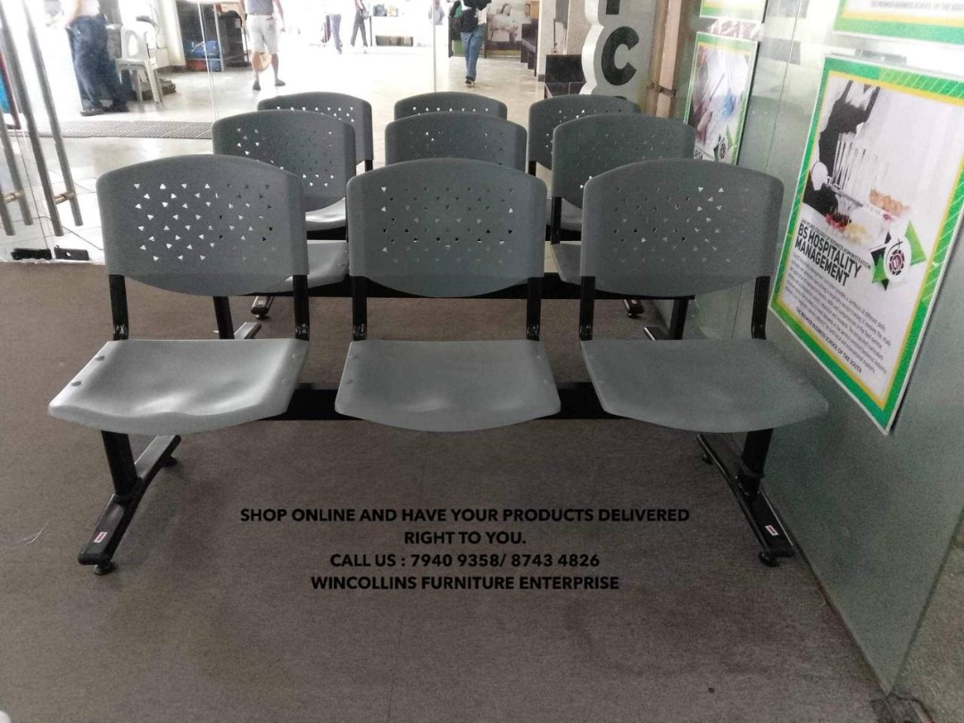 PLASTIC GANG CHAIR / WAITING CHAIRS, Furniture & Home Living, Office ...