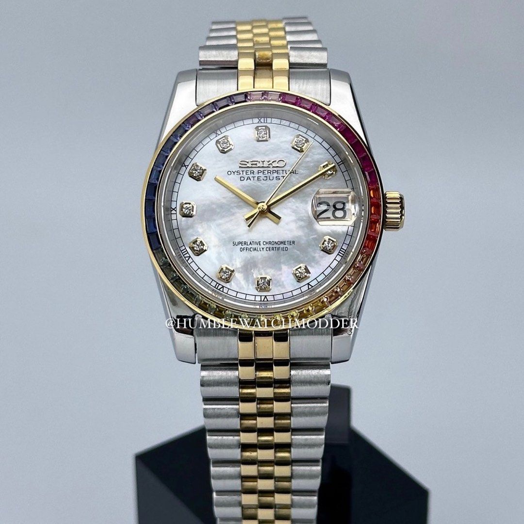 Seiko Rainbow MOP Datejust Mod (Two tone yellow gold), Men's Fashion ...