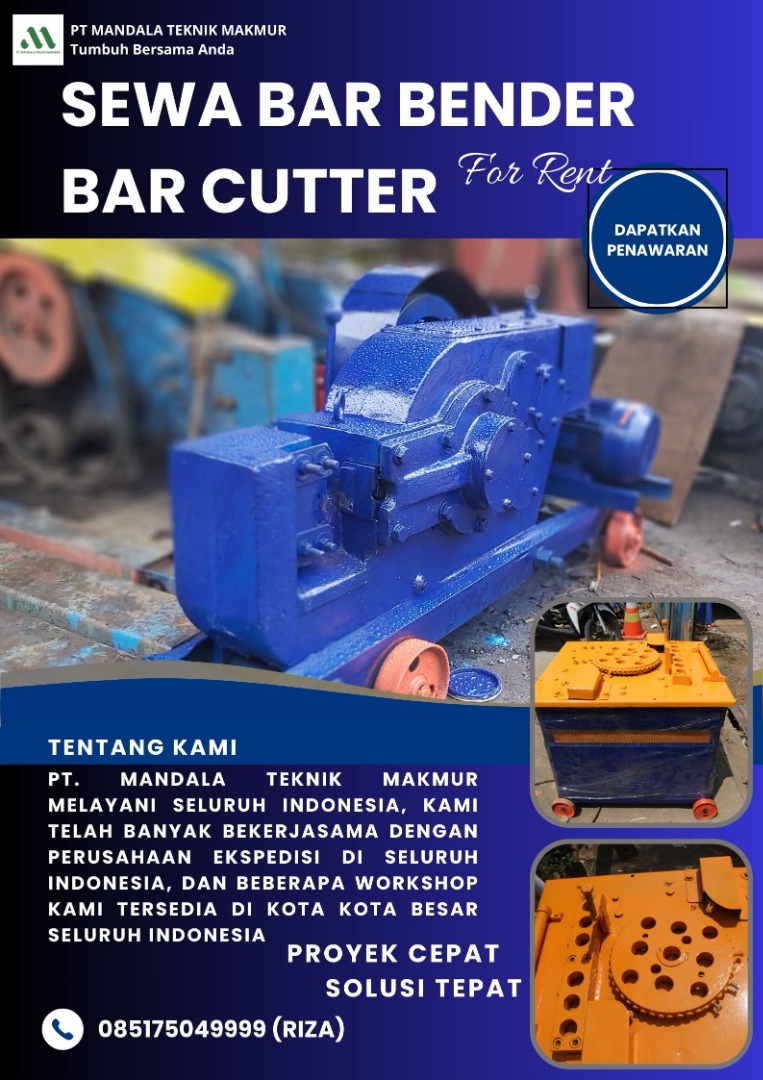Sewa Bar Bending dan Bar Cutting Besi Beton Ukuran 8 sampai 42 mm Musi ...