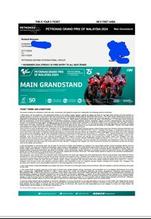 Tiket Moto Gp 2024 Main Grandstand, Tickets & Vouchers, Event Tickets ...