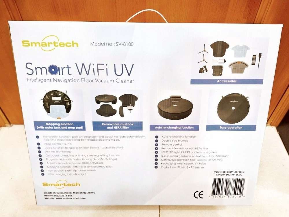 (全新原封現貨) Smartech SV-8100 “Smart Wifi UV” 智能導航除塵清潔吸塵機 打掃 機械人 家居 房間 無線吸塵機, 家庭電器, 吸塵機 ＆ 家居清潔電器 ...