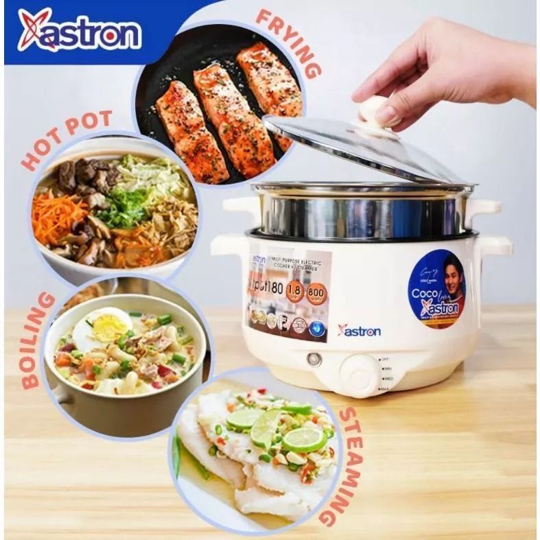 Astron HOTPOT-180 1.8L Multipurpose Cooker With Steamer Nonstick ...