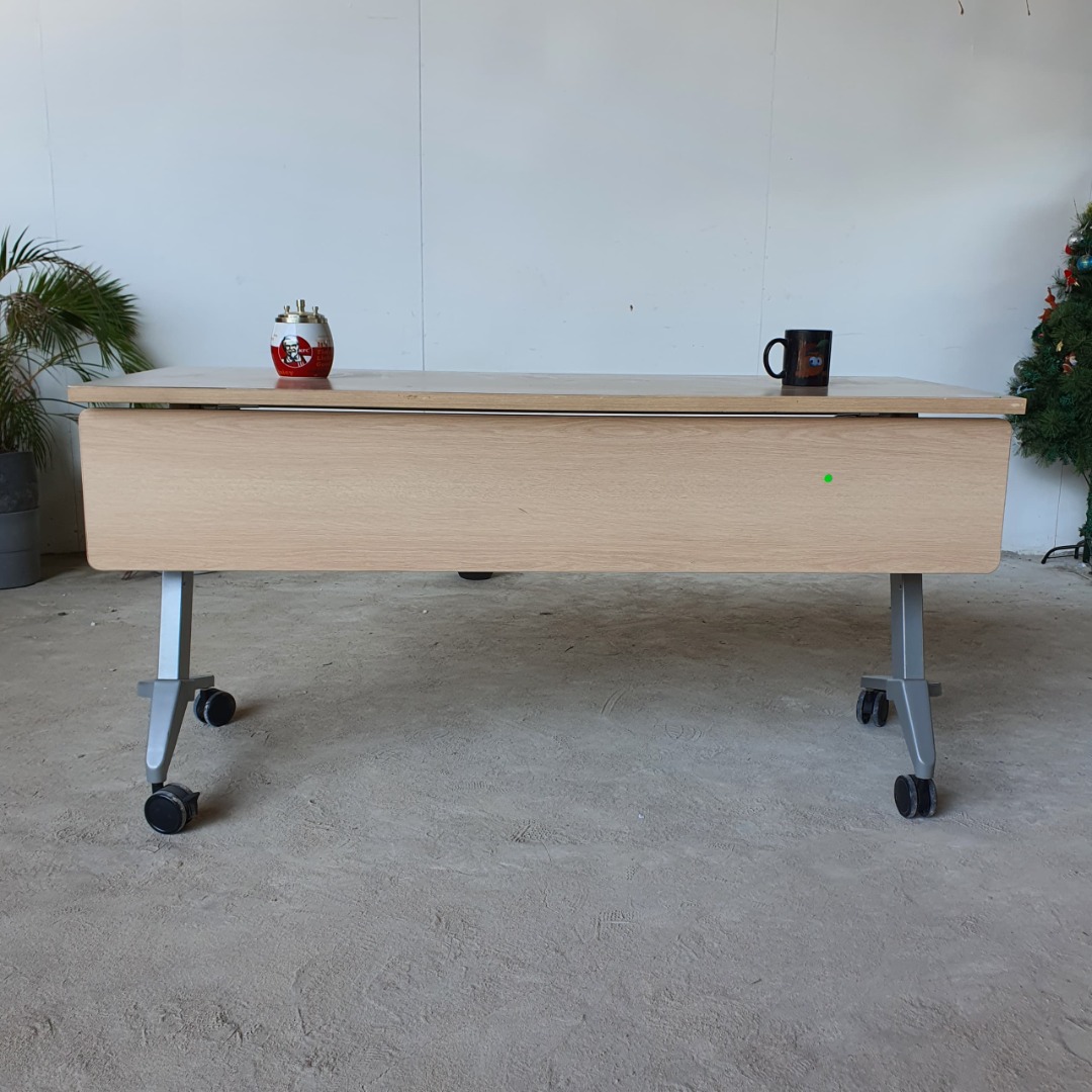 AVA 4-Legged Folding Office Table With Wheels, Furniture & Home Living ...