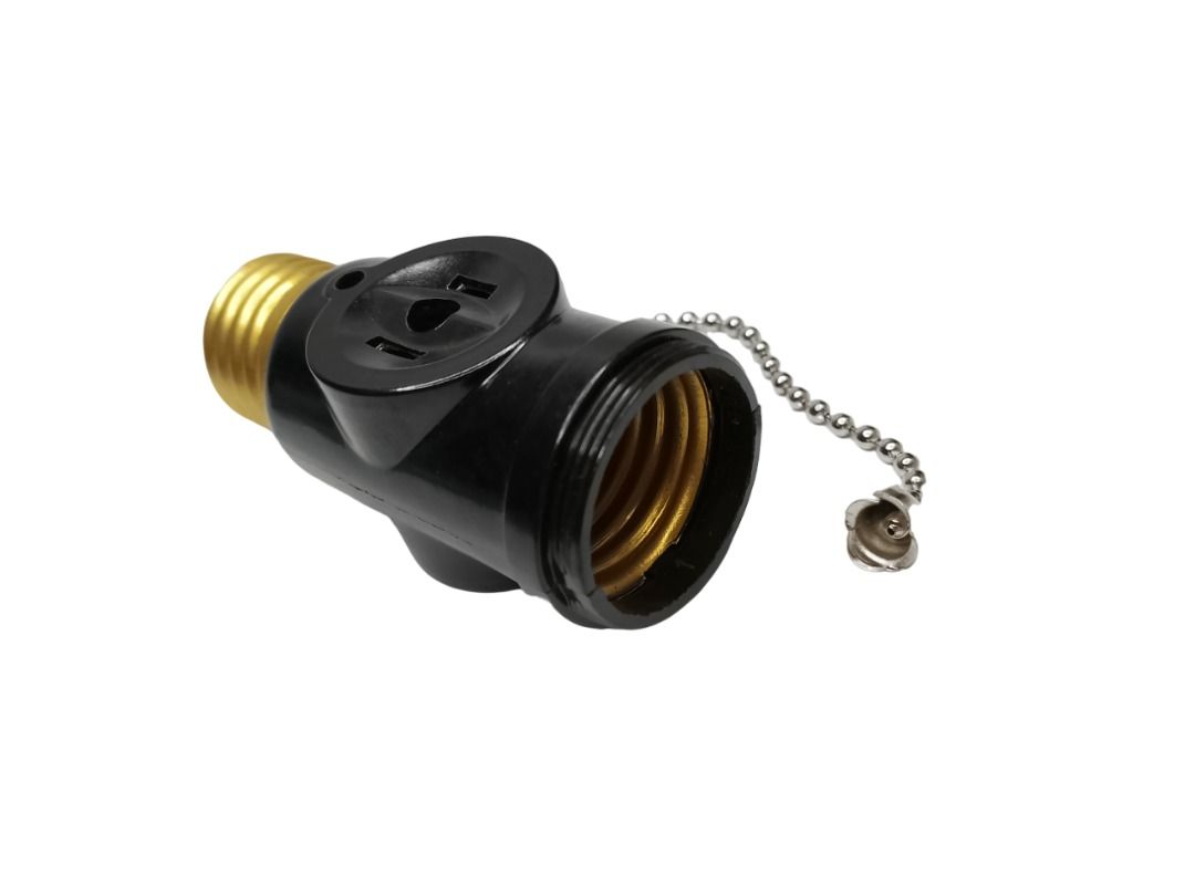 E27 BULB SOCKET 2 OUTLET LIGHT SOCKET ADAPTER PULL CHAIN 3A 250V, TV ...