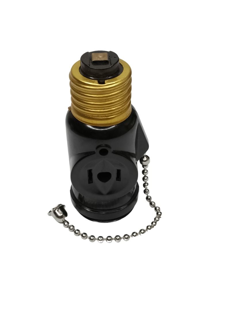 E27 BULB SOCKET 2 OUTLET LIGHT SOCKET ADAPTER PULL CHAIN 3A 250V, TV ...