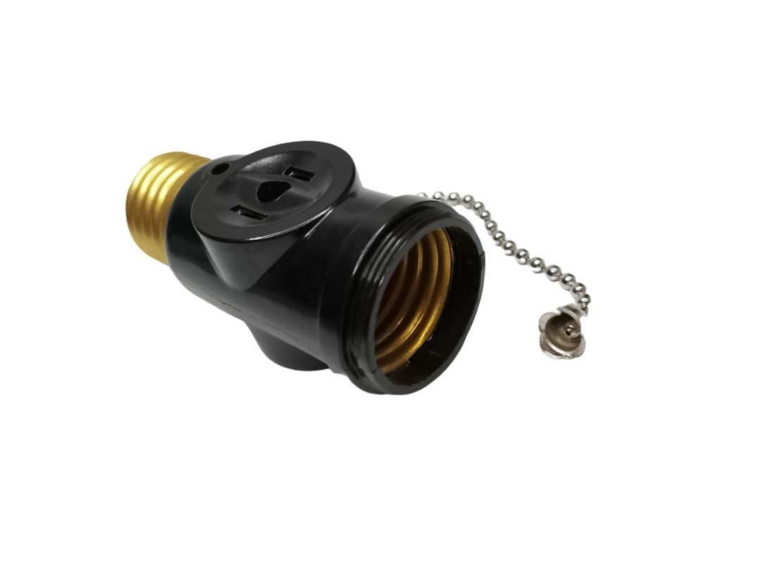 E27 BULB SOCKET 2 OUTLET LIGHT SOCKET ADAPTER PULL CHAIN 3A 250V, TV ...