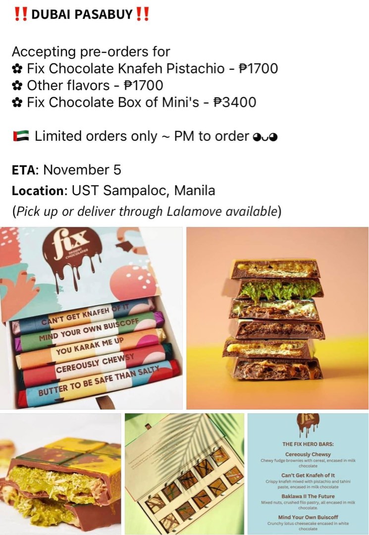 FIX CHOCOLATE KNAFEH DUBAI, Food & Drinks, Other Food & Drinks on Carousell