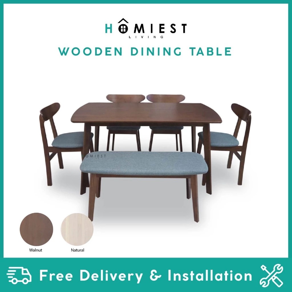 (Free Installation) Homiest Bosco Solid RubberWood Dining Table 140cm ...