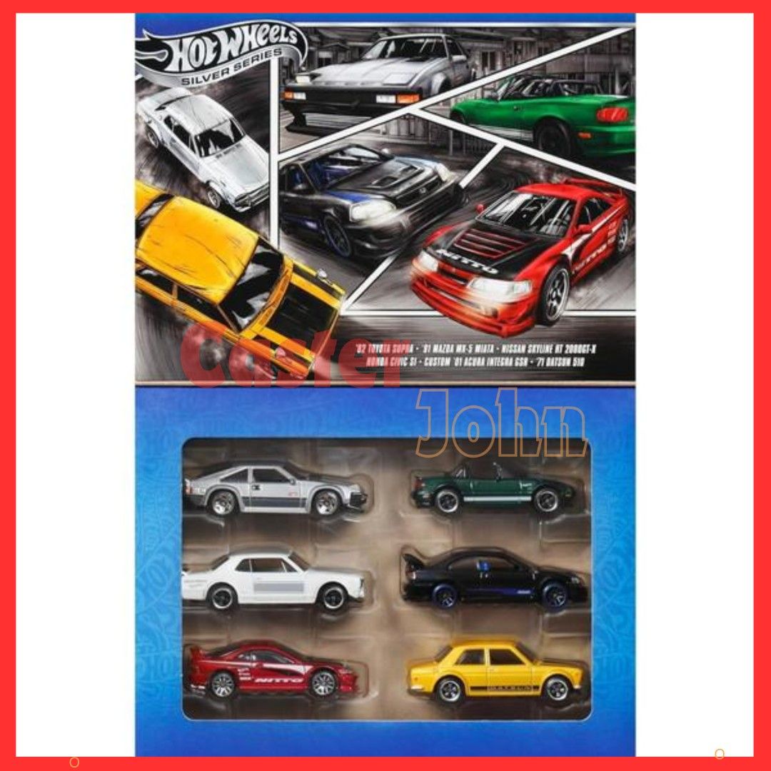 Hot Wheels JDM 6 Pack Silver Series Toyota Supra Mazda MX5 Miata Nissan ...