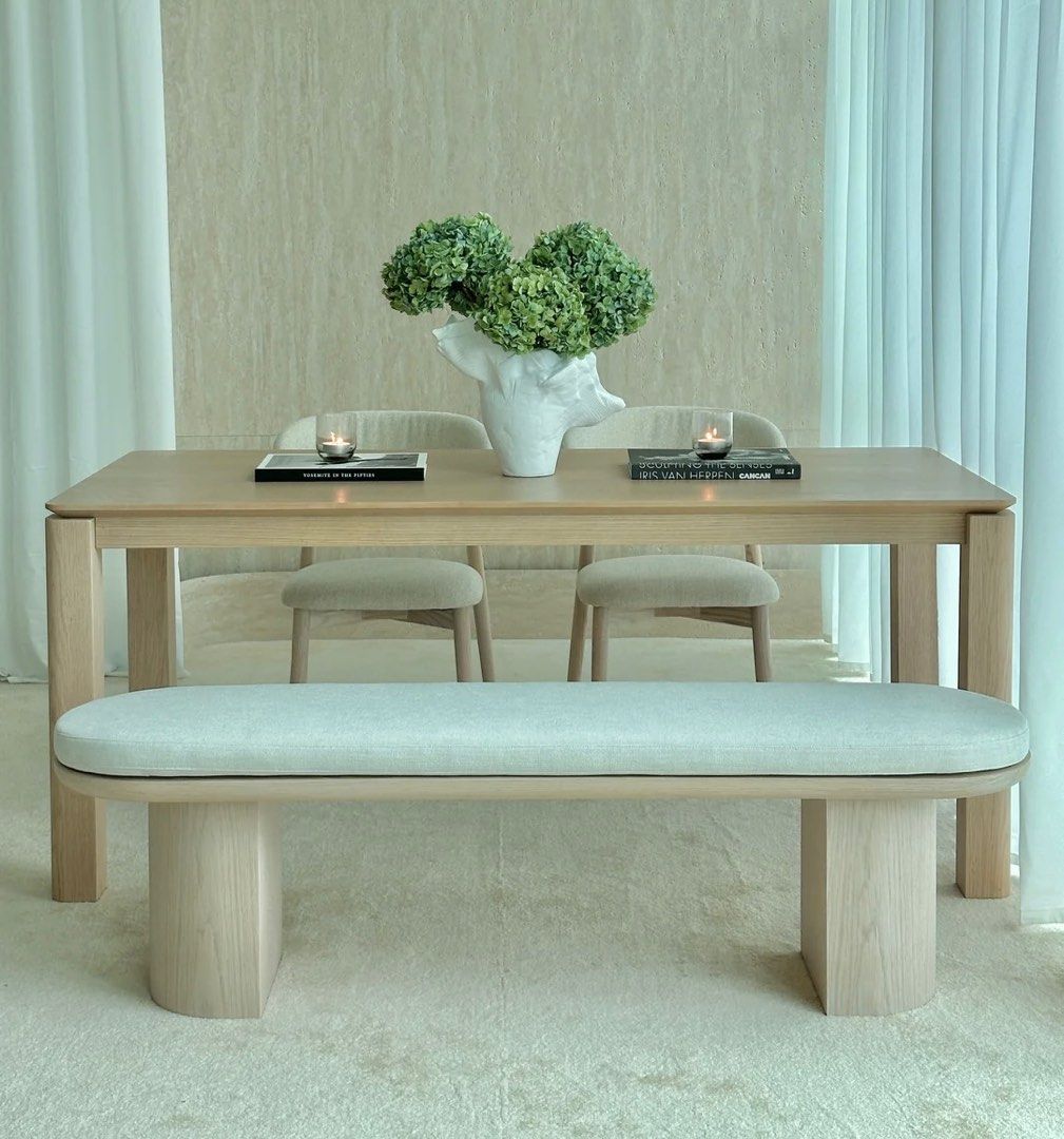 KALCEE Modern Solid Wood Dining Bench, Furniture & Home Living ...