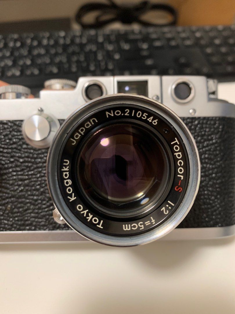 Leotax FV with Tokyo Kogaku Topcor-S 5cm F2 Leica 50mm LTM, 攝影器材, 相機 - Carousell