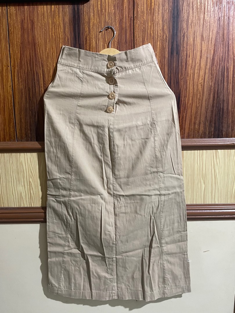 Long Maxi Skirt Brown with Buttons Tita Palda, Women's Fashion, Bottoms ...