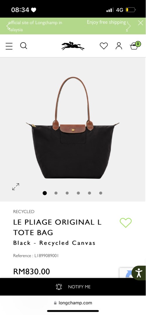 Longchamp Classic Long Handle Large (Original) L1899089001, Women's ...