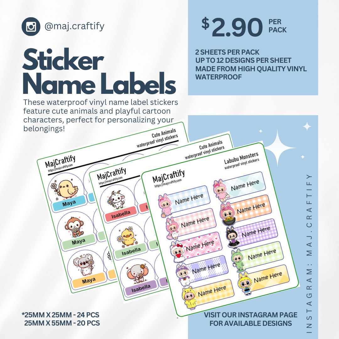 Name Stickers Labubu Name Label, Hobbies & Toys, Stationery & Craft ...