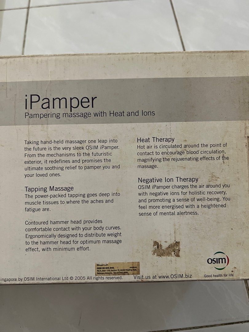 OSIM iPamper OS-3000 Handheld Massager with Heat and Ions, Health ...
