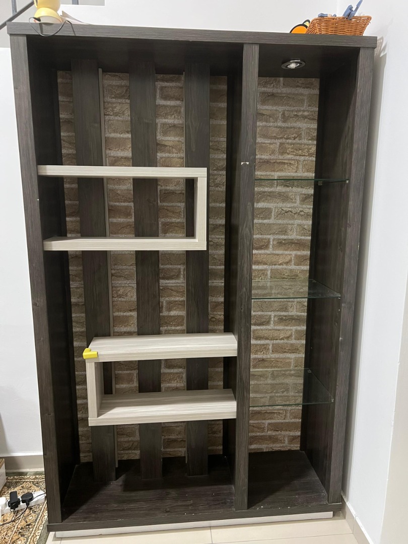 Partition Display Rack Cabinet Divider with glass & lamp, Furniture ...