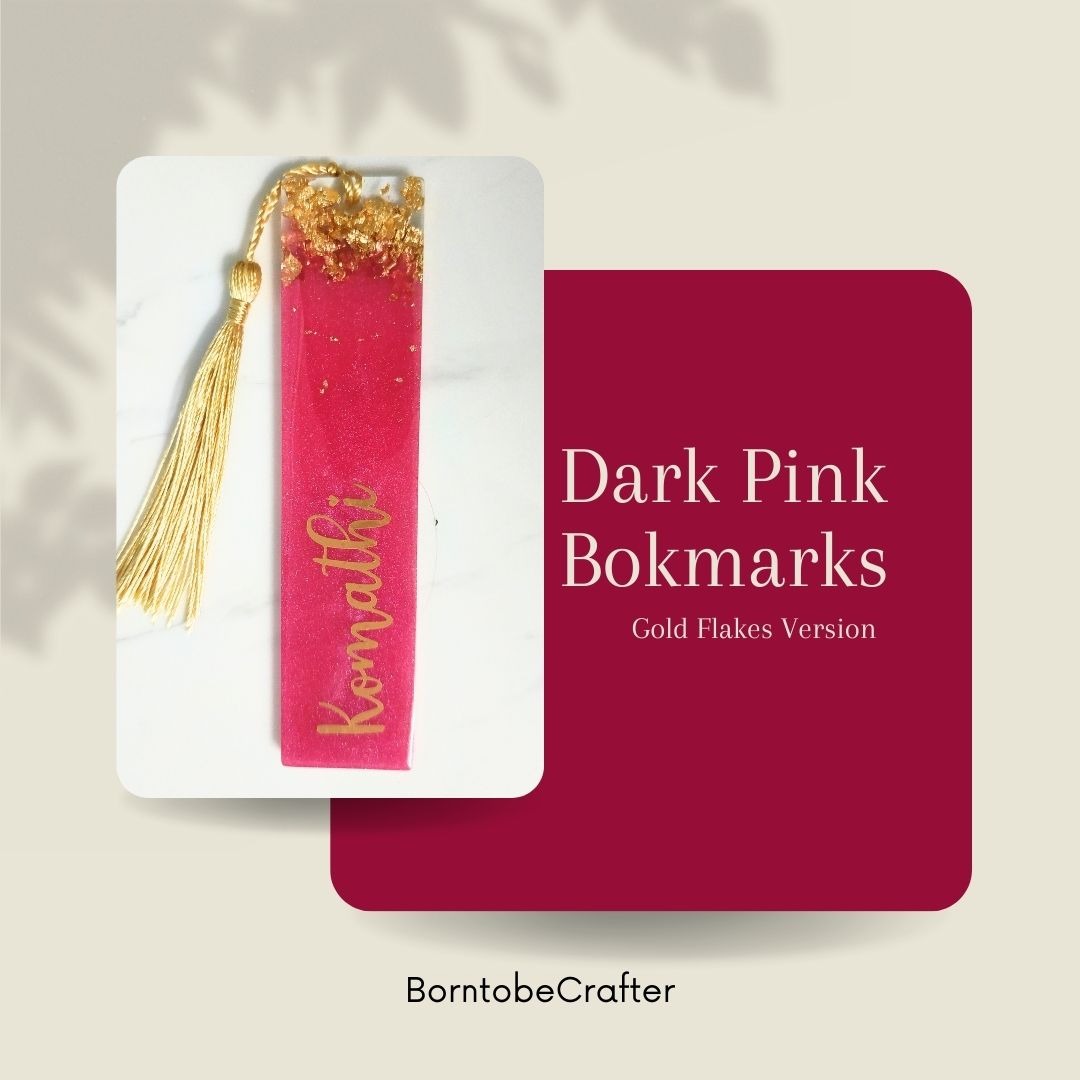 Personalized Dark Pink Resin Bookmark with Gold Flakes, Hobbies & Toys ...