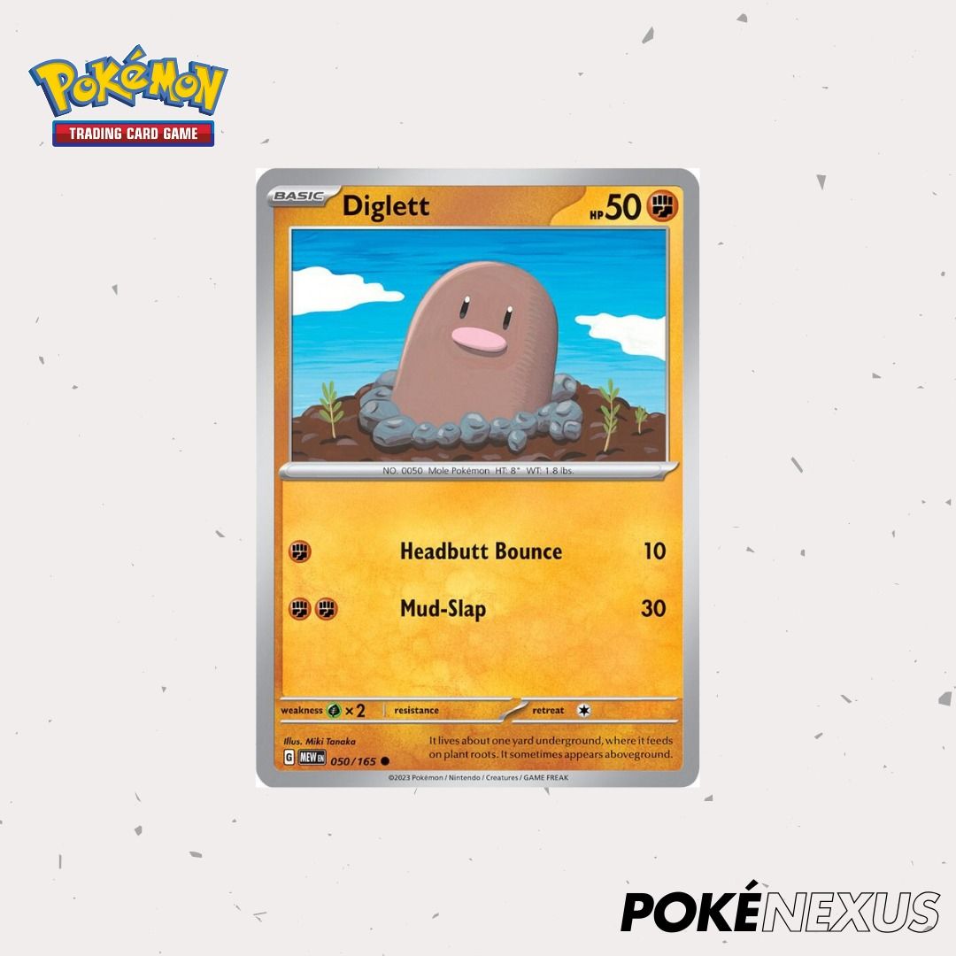 Pokemon Scarlet & Violet 151 - Diglett - 050/165 - Common, Hobbies ...