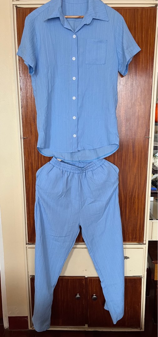 POWDER BLUE POLO AND PANTS COORDS, Women's Fashion, Dresses & Sets ...