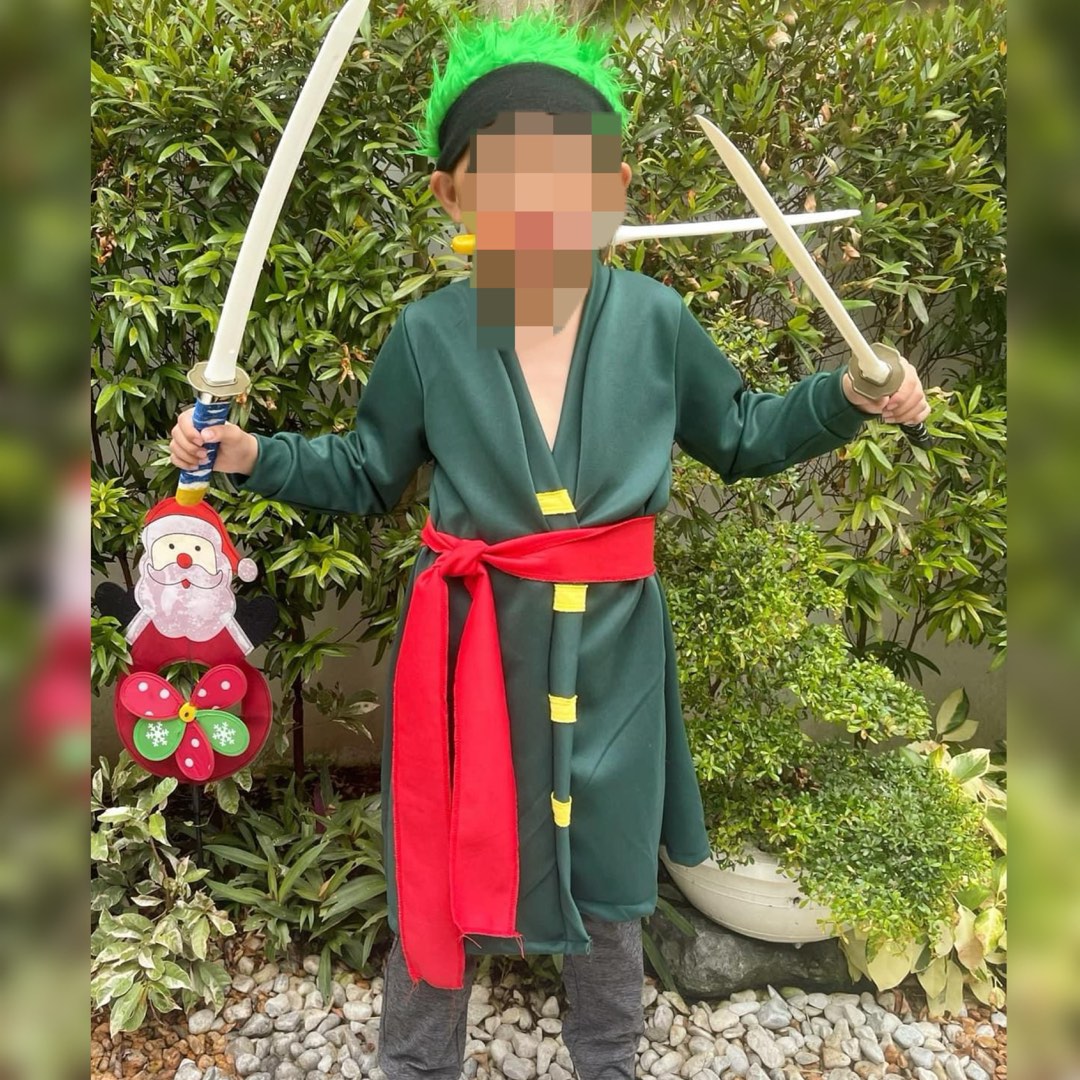 Roronoa Zorro Costume - One Piece with Wig - Used once, Babies & Kids ...