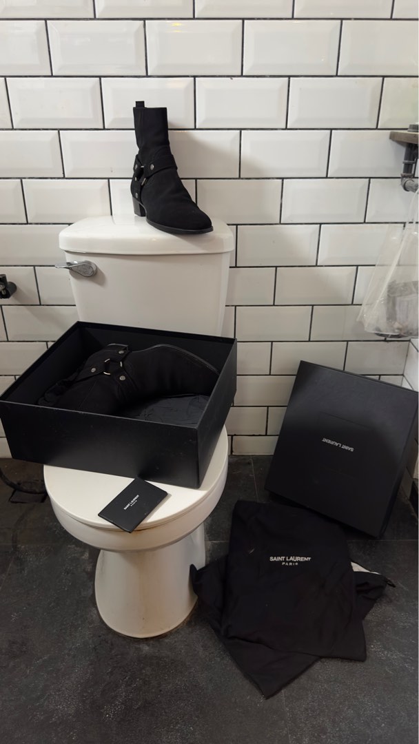 Saint Laurent SLP-Wyatt Suede Boots, Men's Fashion, Footwear, Dress ...