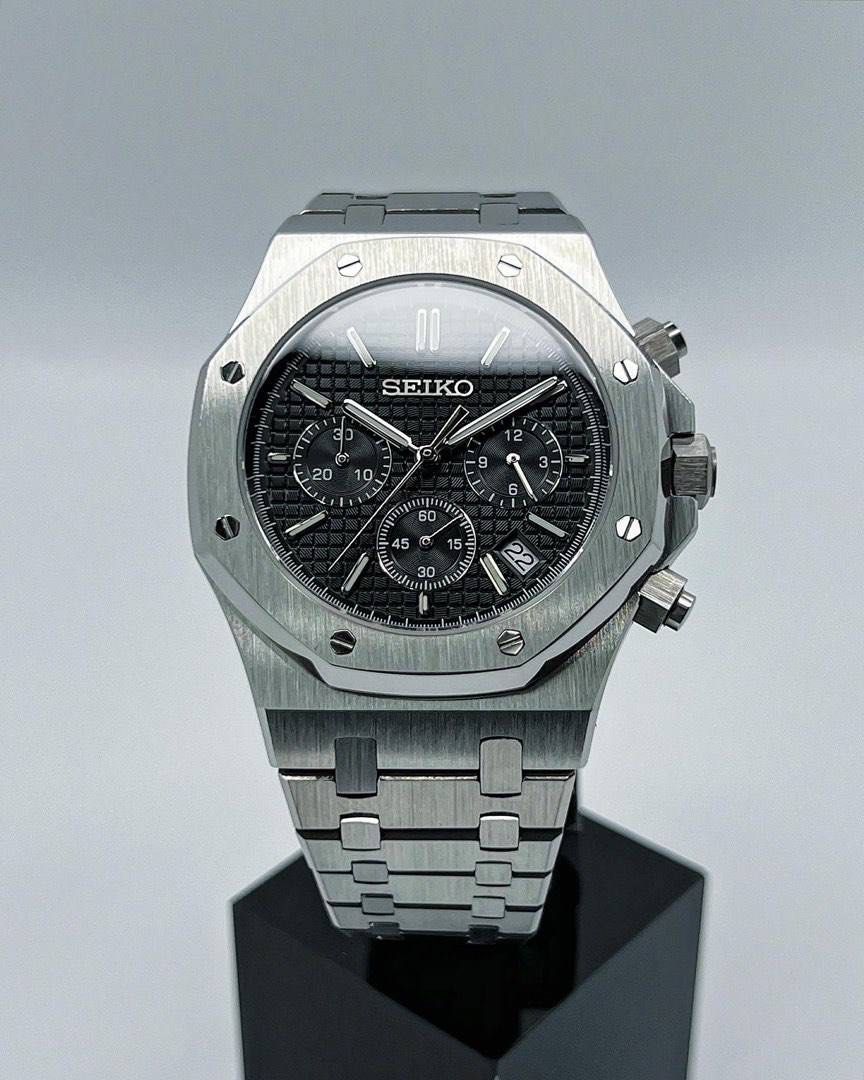 Seiko mod X Ap Royal Oak Black Dial, Men's Fashion, Watches ...