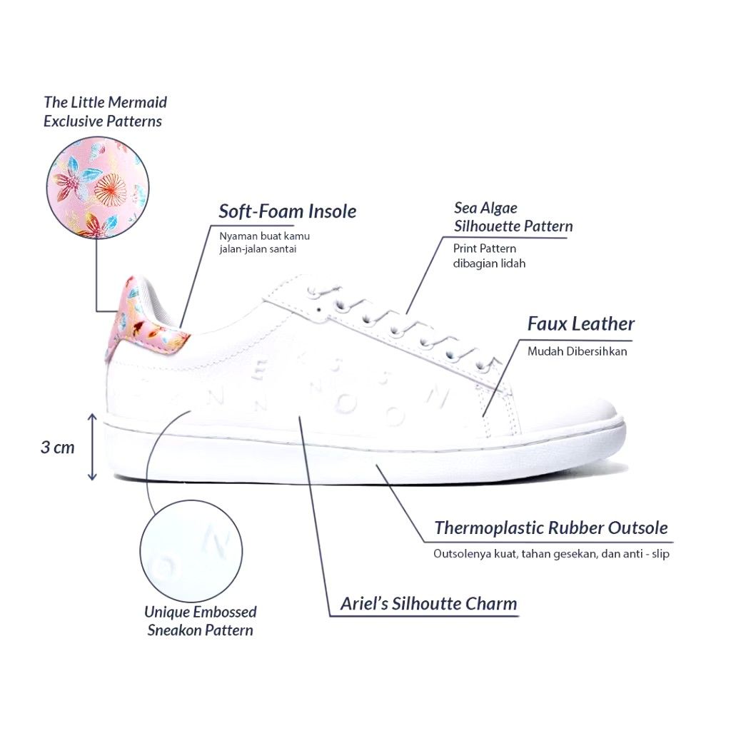 (LIMITED EDITION) Sneakon Sepatu Sneakers Wanita Disney Princess Ariel ...