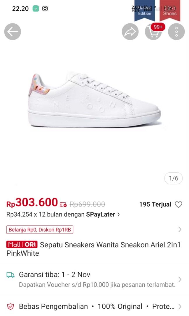 (LIMITED EDITION) Sneakon Sepatu Sneakers Wanita Disney Princess Ariel ...