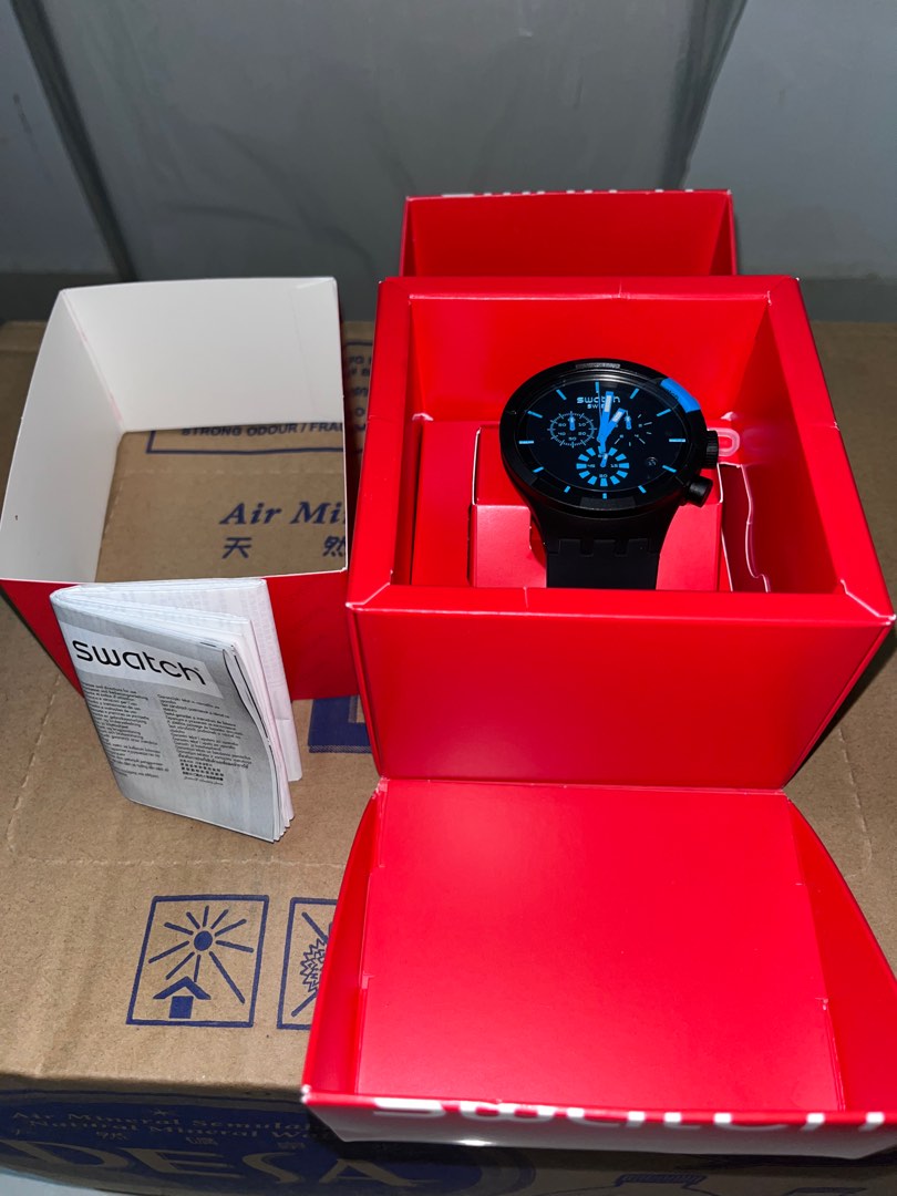 Swatch CHECKPOINT BLUE Unisex Watch (Model: SB02B401), Men's Fashion ...