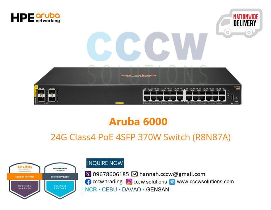 Switch - HPE Aruba Networking CX 6000 24G Class4 PoE 4SFP 370W Switch, Computers & Tech, Parts ...