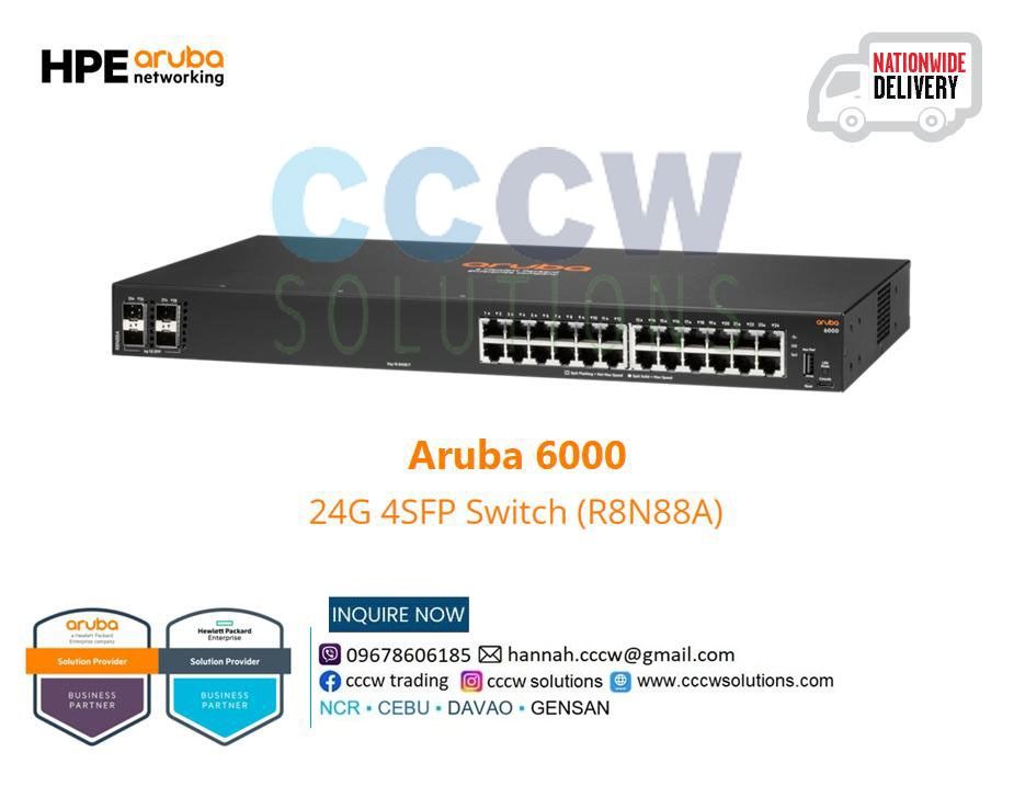 Switch - HPE Aruba Networking CX 6000 24G Class4 PoE 4SFP 370W Switch ...