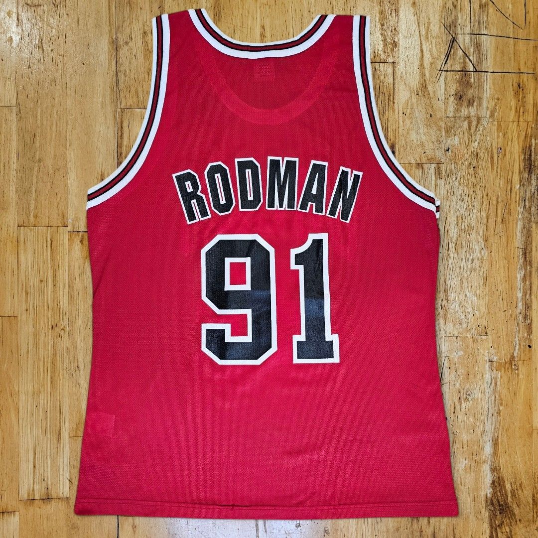 Vintage Chicago Bulls #91 Dennis Rodman Champion Road Jersey, Men's ...