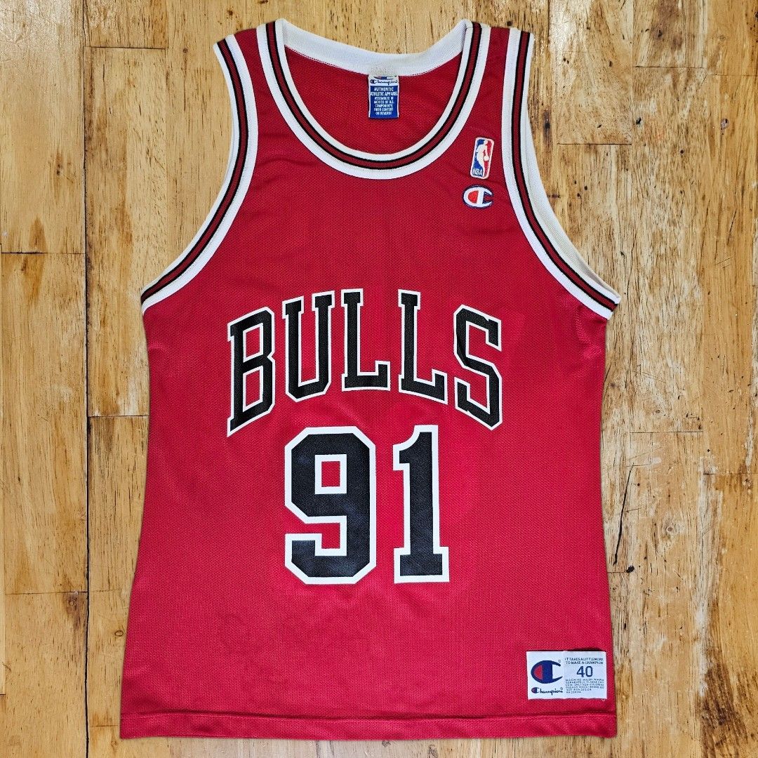 Vintage Chicago Bulls #91 Dennis Rodman Champion Road Jersey, Men's ...