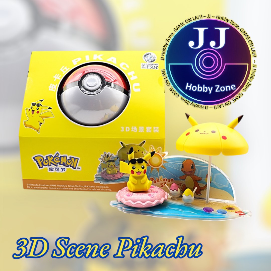 [3DPIKACHU] Pokemon 3D Scene Series Pikachu Summer Beach Poke Ball Set ...