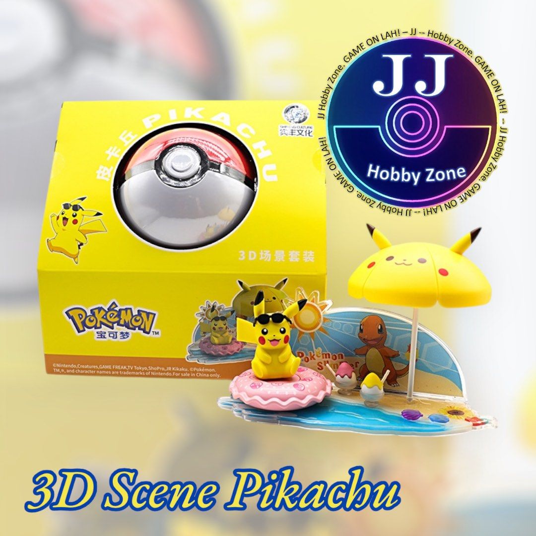 [3DPIKACHU] Pokemon 3D Scene Series Pikachu Summer Beach Poke Ball Set ...