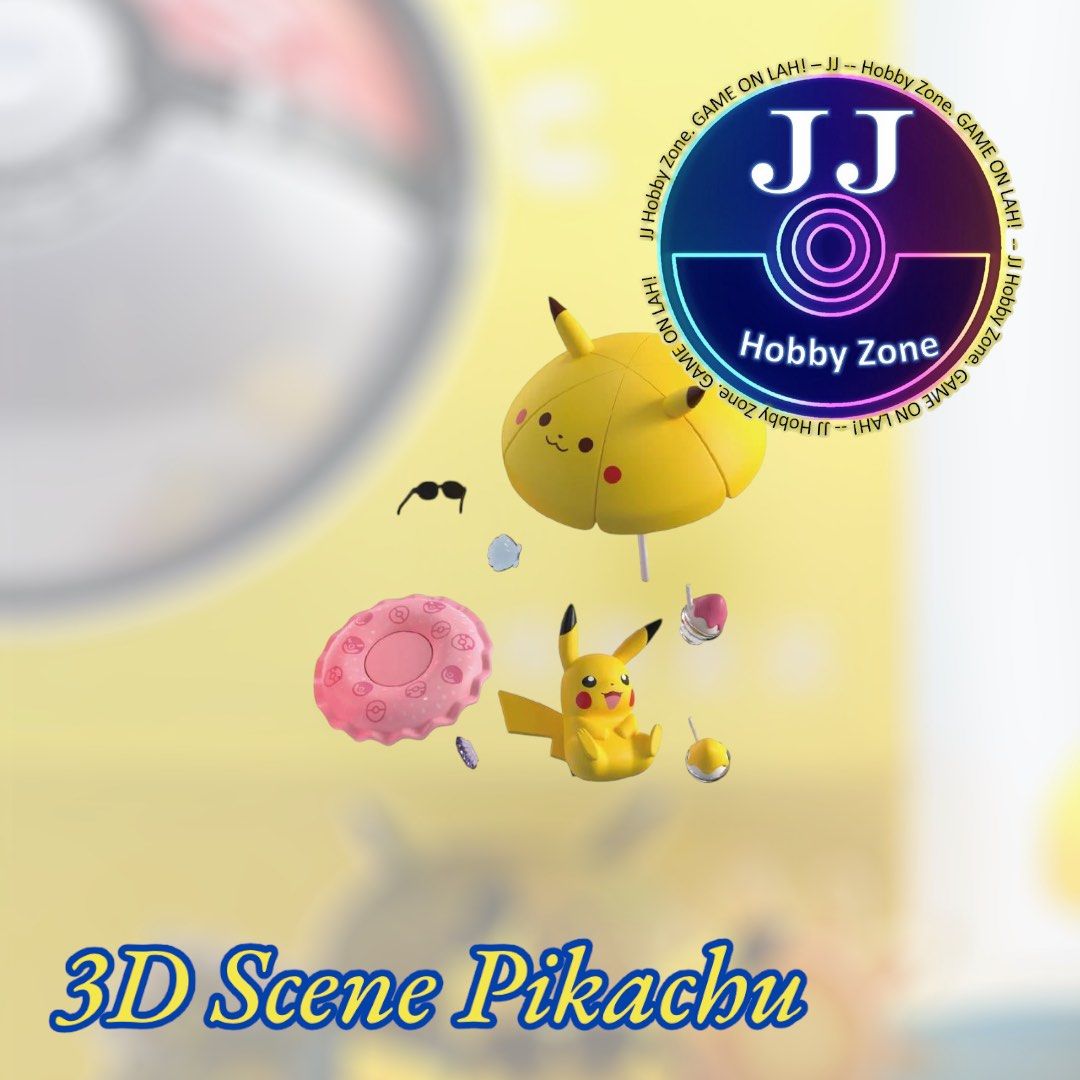 [3DPIKACHU] Pokemon 3D Scene Series Pikachu Summer Beach Poke Ball Set ...