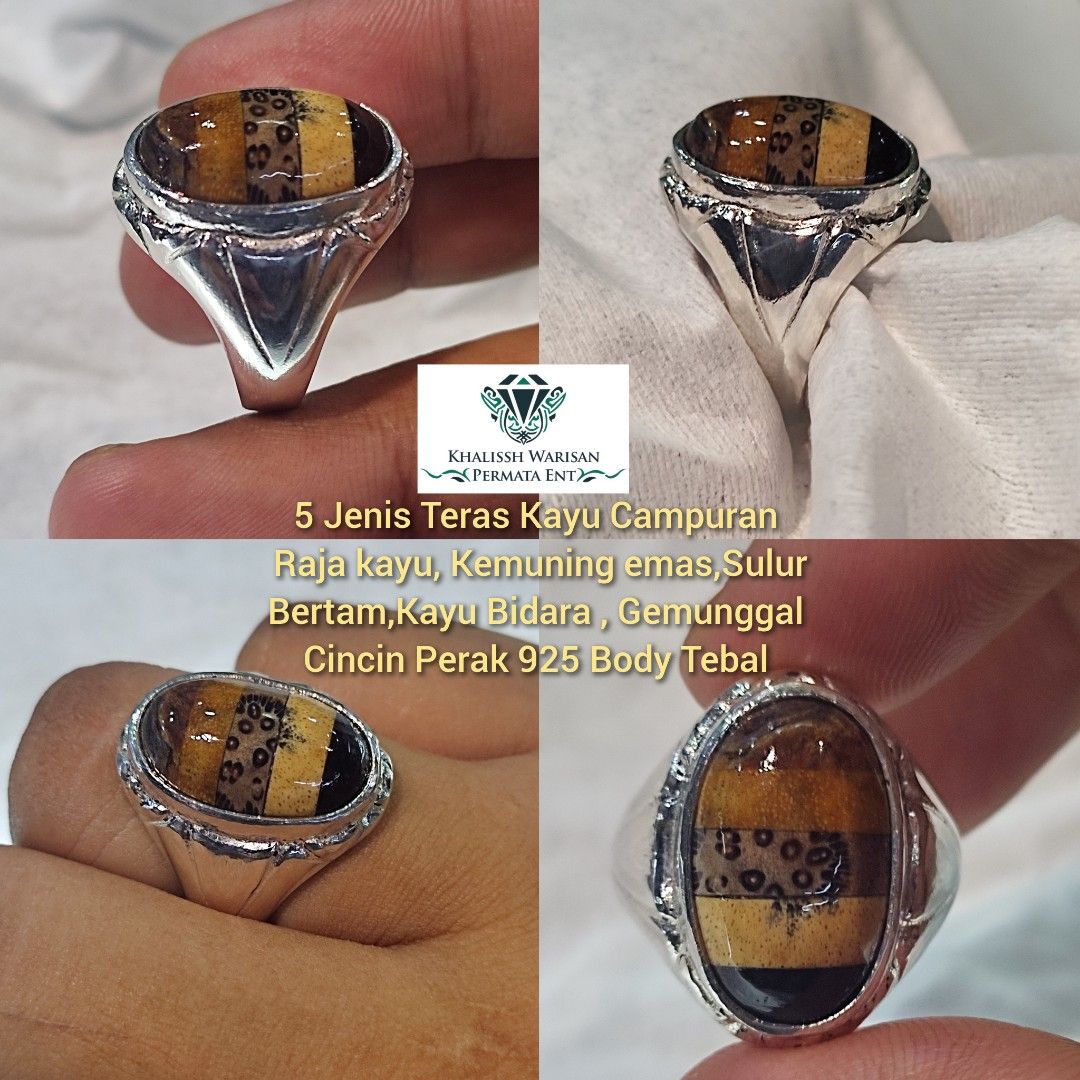 5 Jenis Teras Kayu Campuran Cincin Perak 925, Men's Fashion, Watches ...