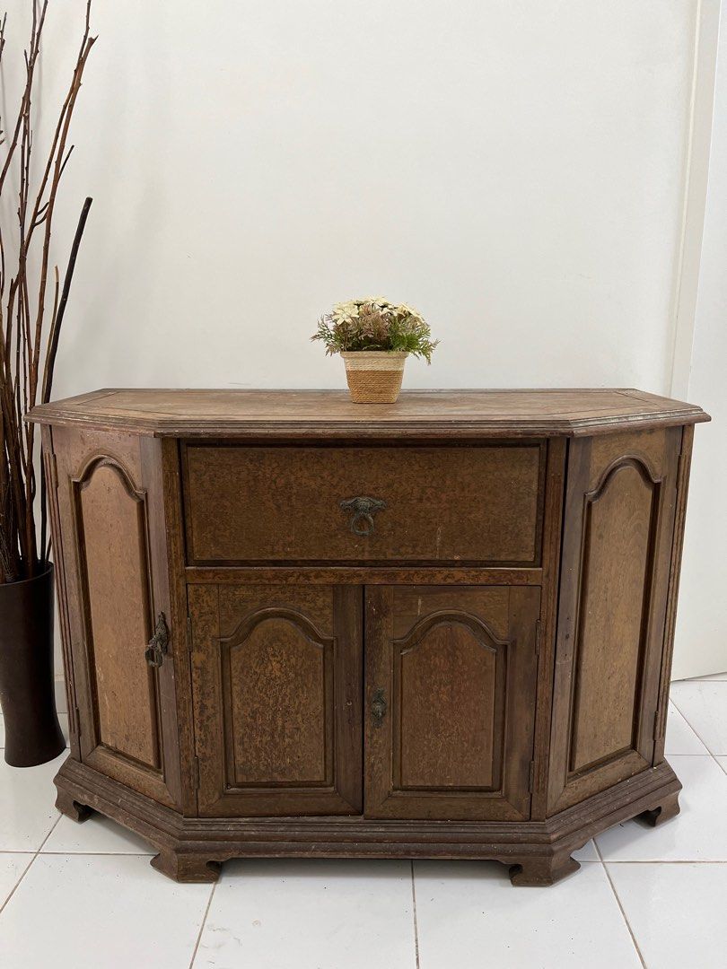 Antique & Vintage Solid Wood Sideboard | TV Console Table | Drop Ring | Meja Tv | Meja Konsol ...