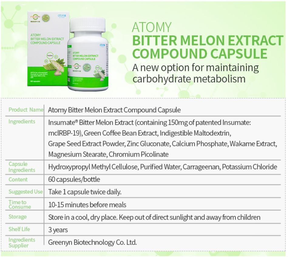 Atomy Bitter Melon Extract Compound Capsule | Maintain Carbohydrate ...