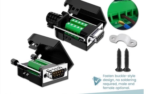 DB9 RS232 Male Female Connector Back Side Nut COM Transfer-Free Solder ...