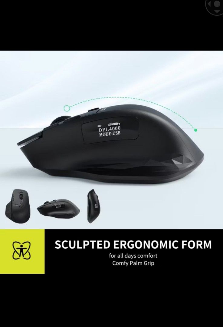 Delux M912 OLED bluetooth multi-task mouse wireless ergonomic mice pc ...