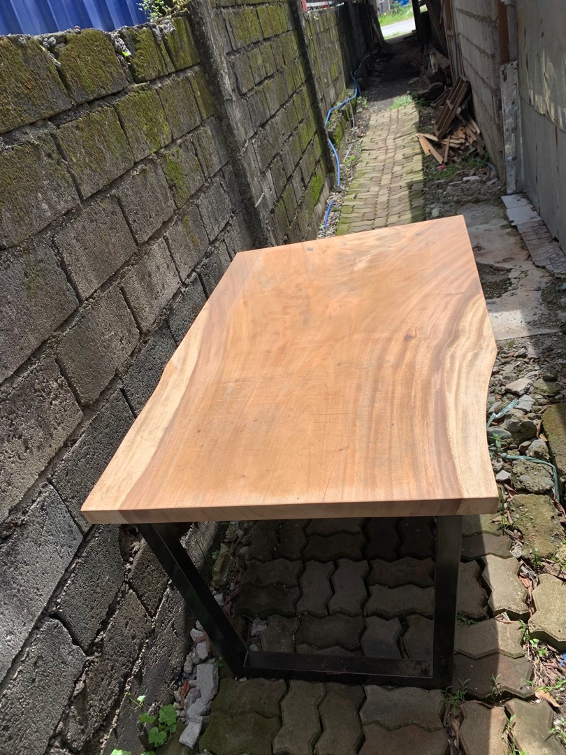 Dining Table 6seaters 5x3ft whole slab acacia, Furniture & Home Living ...