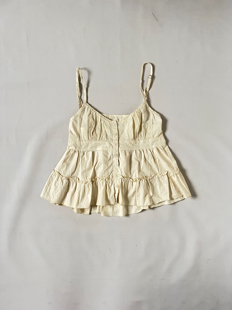 fala studio layered tiered coquette ruched eyelet bust cami top, Women ...